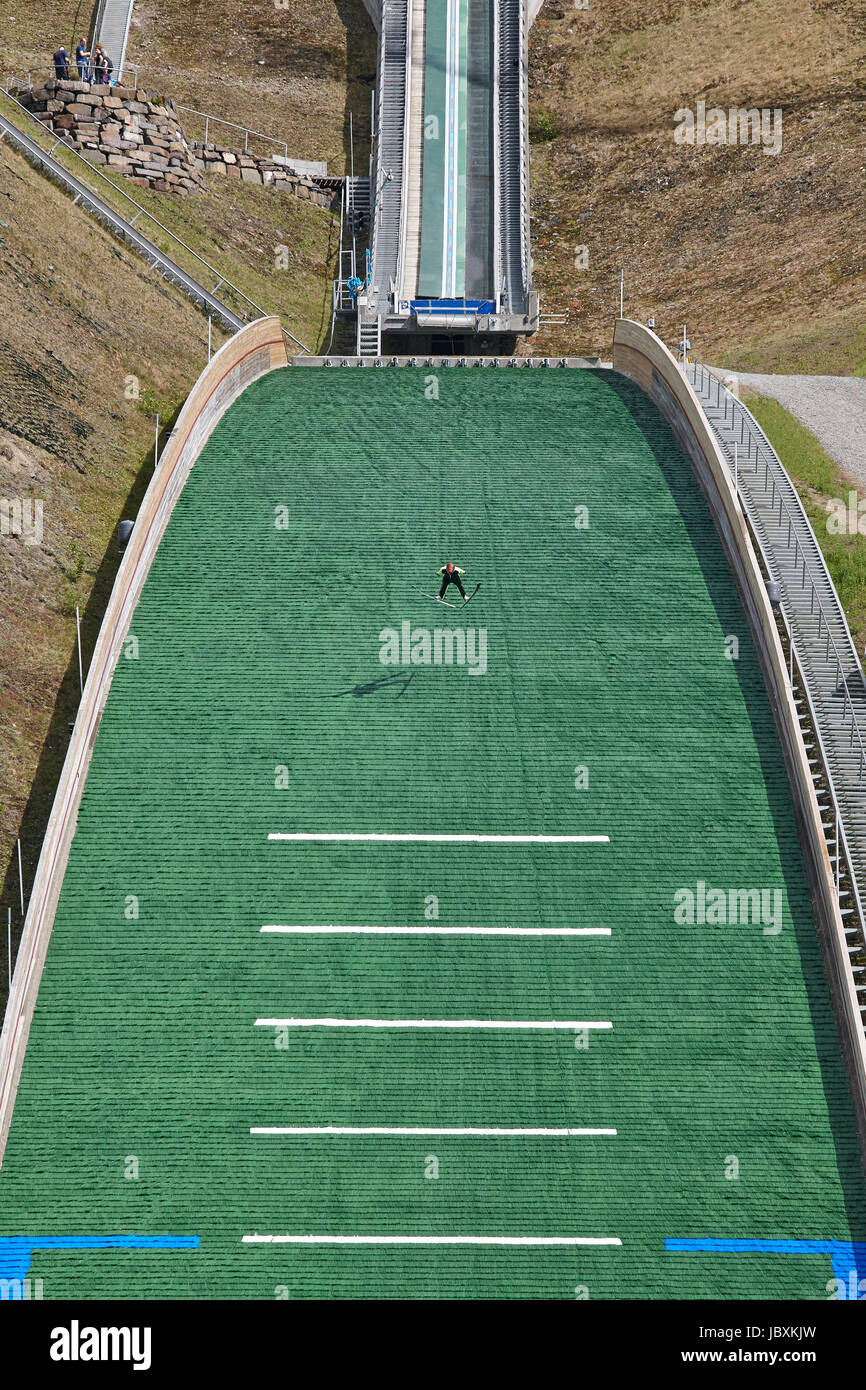 Ski jump. Artificial track. Sport background. Norwegian summer ...