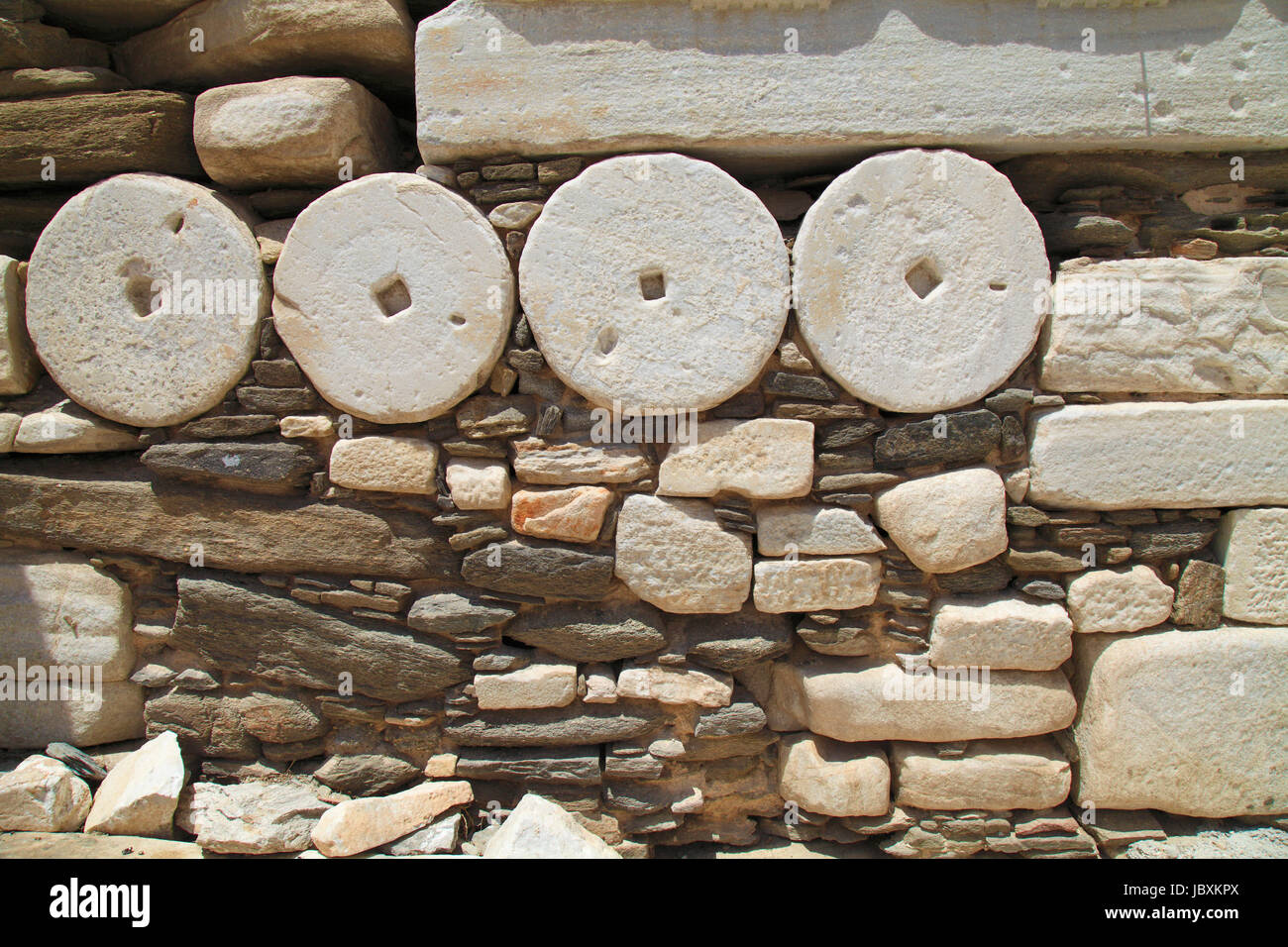 Greece, Cyclades, Paros, Parikia, Frankish Castle, wall detail Stock ...