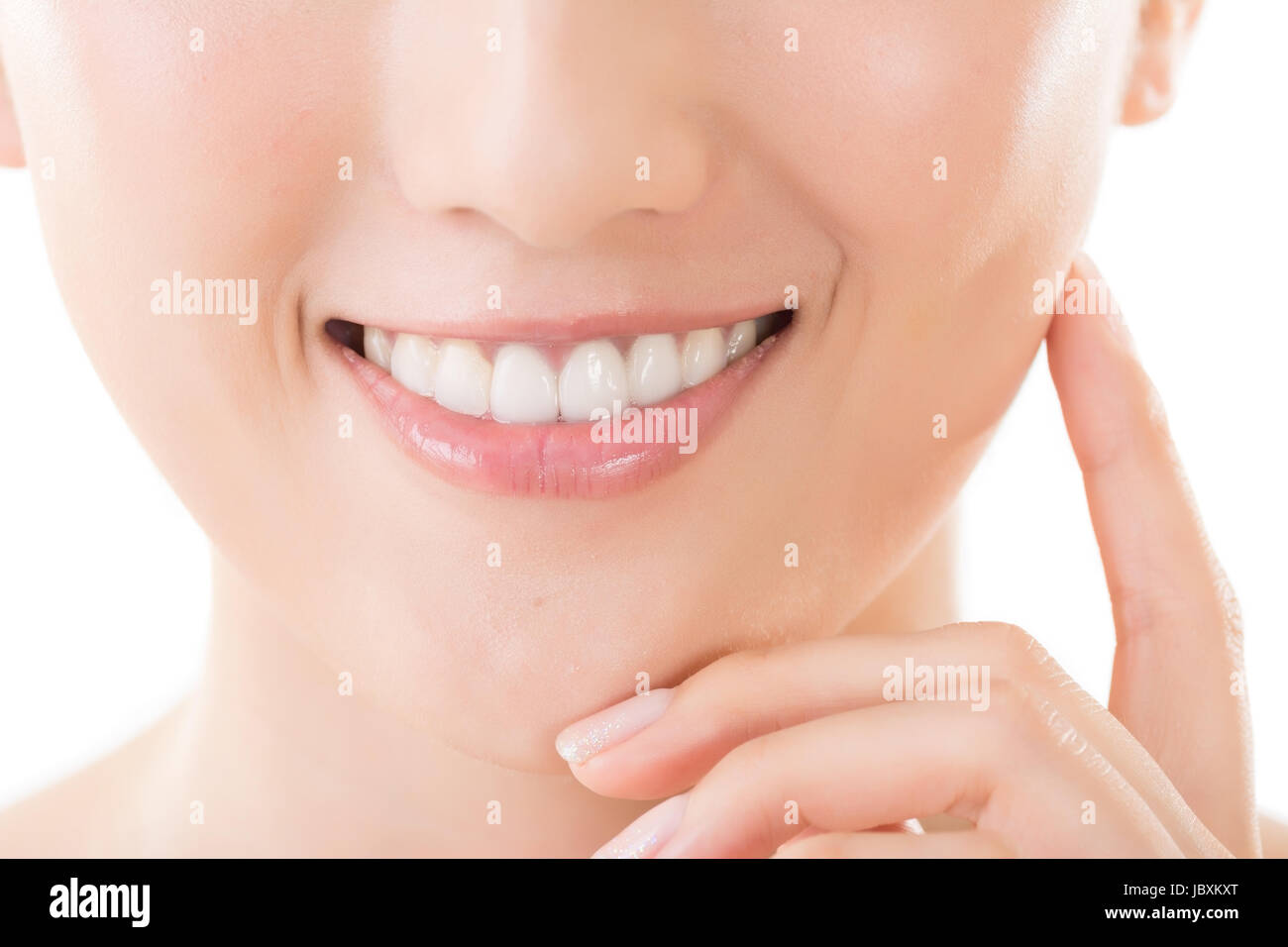 Asian woman smile, closeup image Stock Photo - Alamy