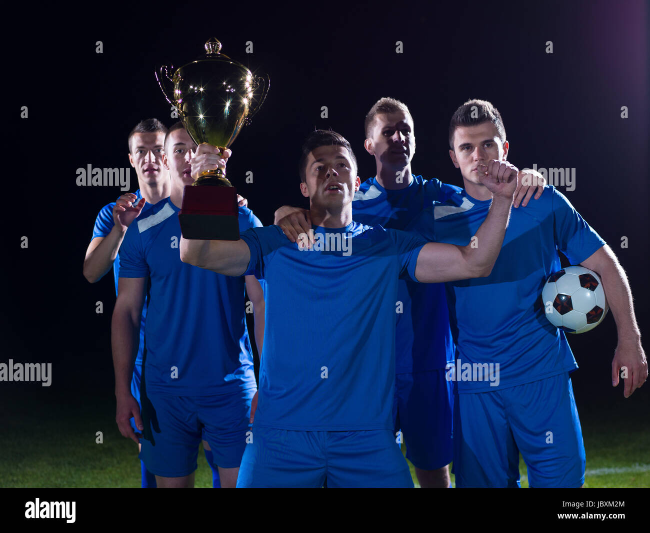 soccer players team group celebrating the victory and become champion ...