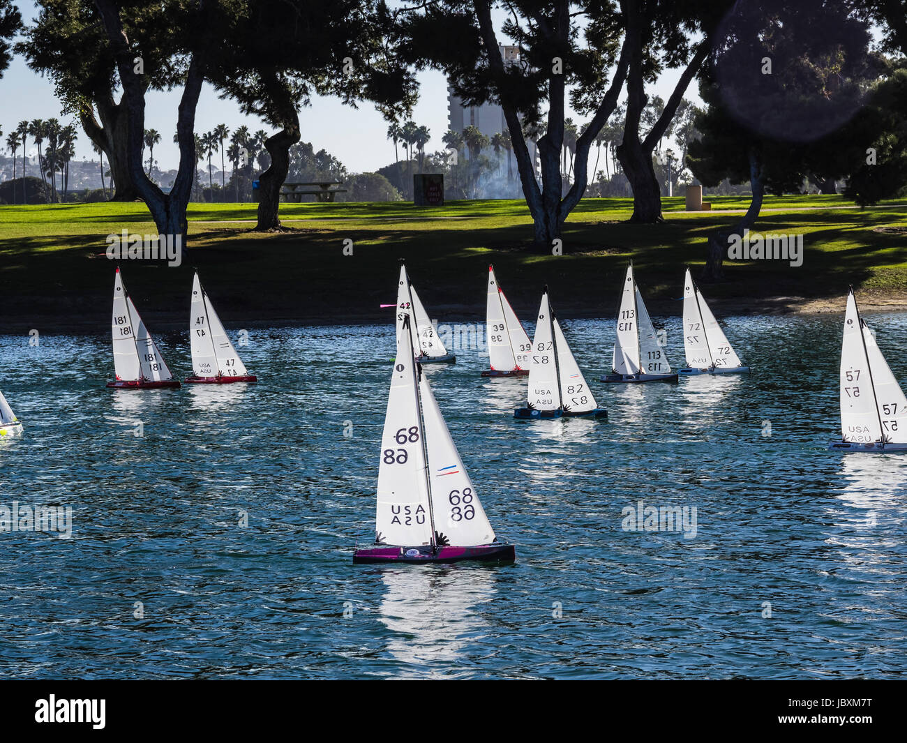 remote controlled model sailboat race Stock Photo - Alamy