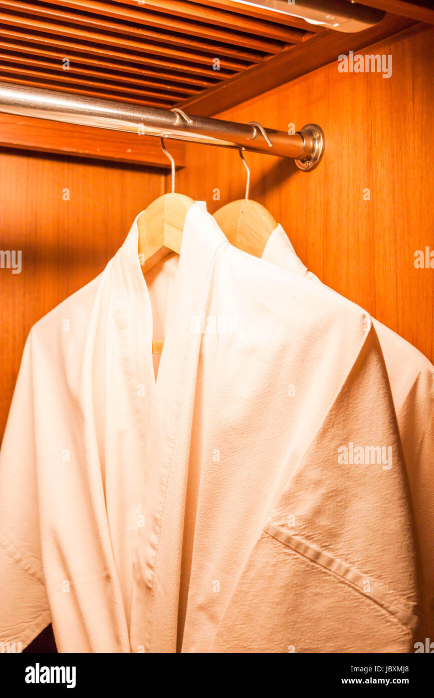 Bath robes white hanging hi-res stock photography and images - Alamy