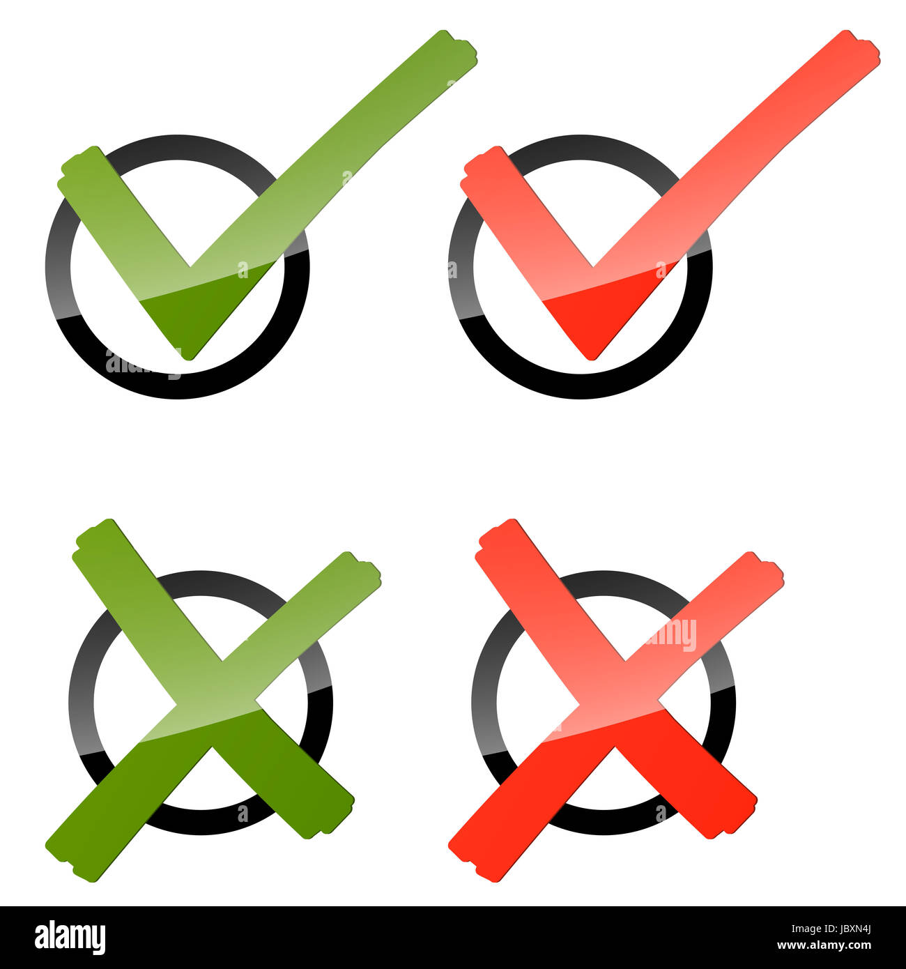 Set red green tick cross hi-res stock photography and images - Alamy