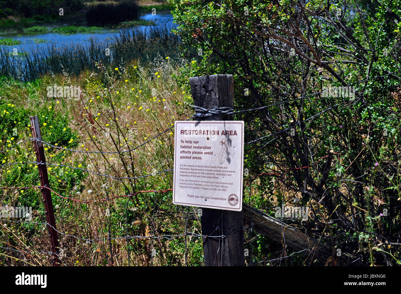 habitat restoration area sign, Joseph D. Grant County Park, Santa Clara ...