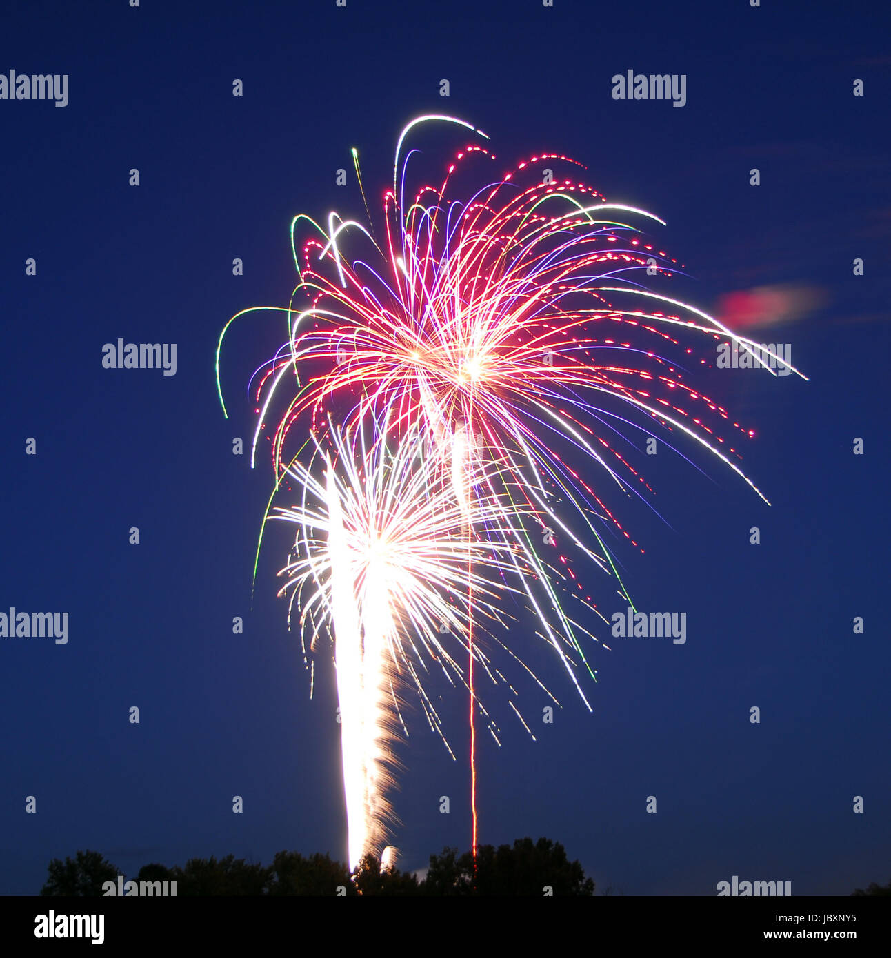 fireworks lighting the night sky in different colors Stock Photo - Alamy