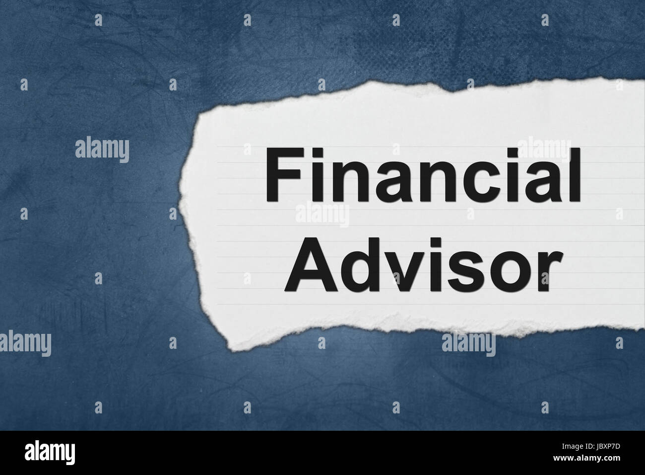 financial advisor with white paper tears on blue texture Stock Photo ...