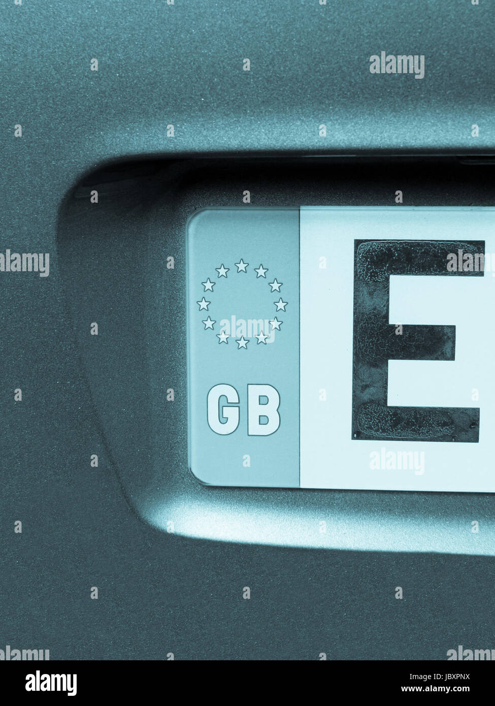 Detail of a British vehicle registration plate - cool cyanotype Stock ...