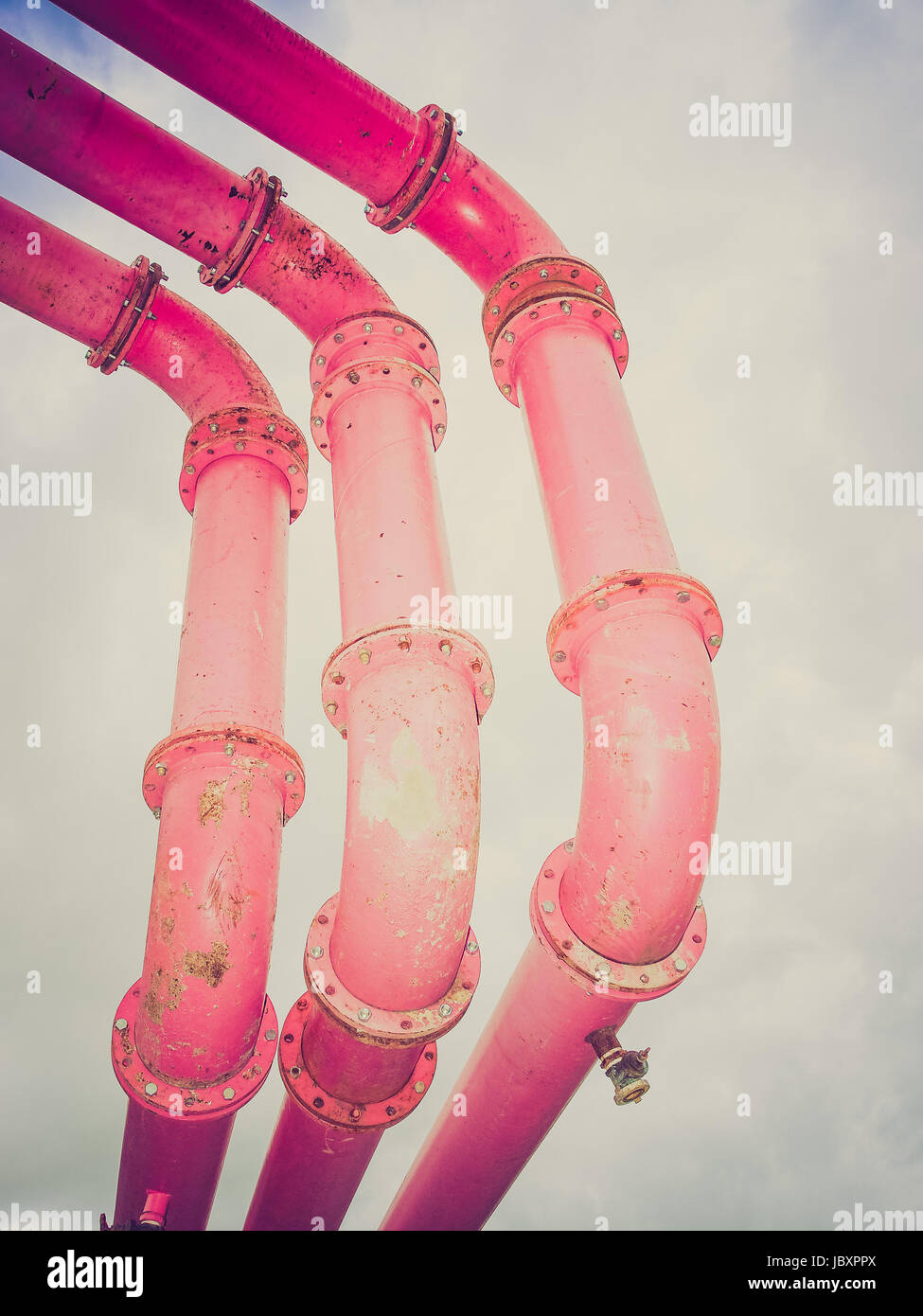 Vintage looking Pink water pipes in Berlin Germany used to pump water ...