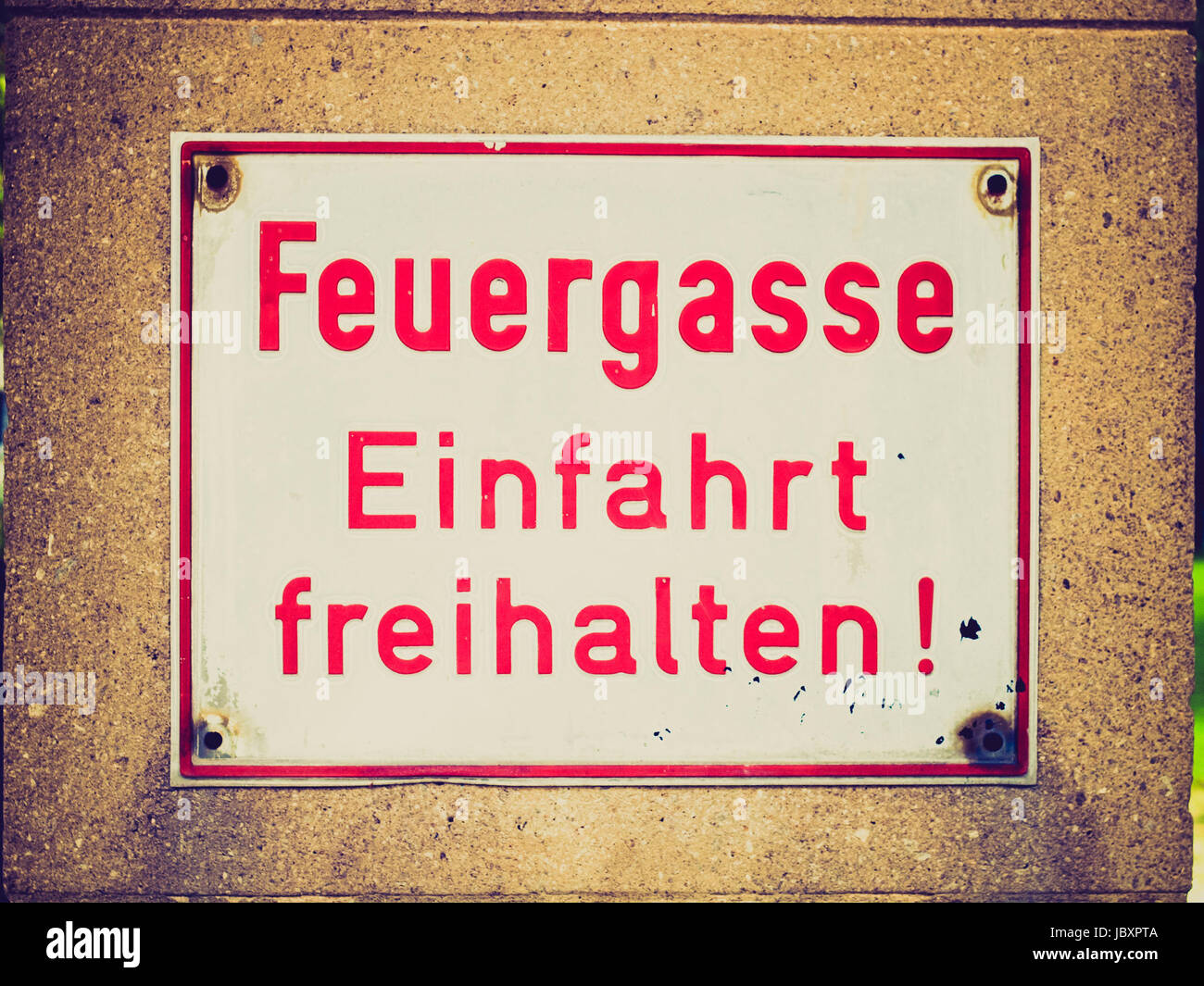 Vintage retro looking A fire lane road sign Stock Photo - Alamy