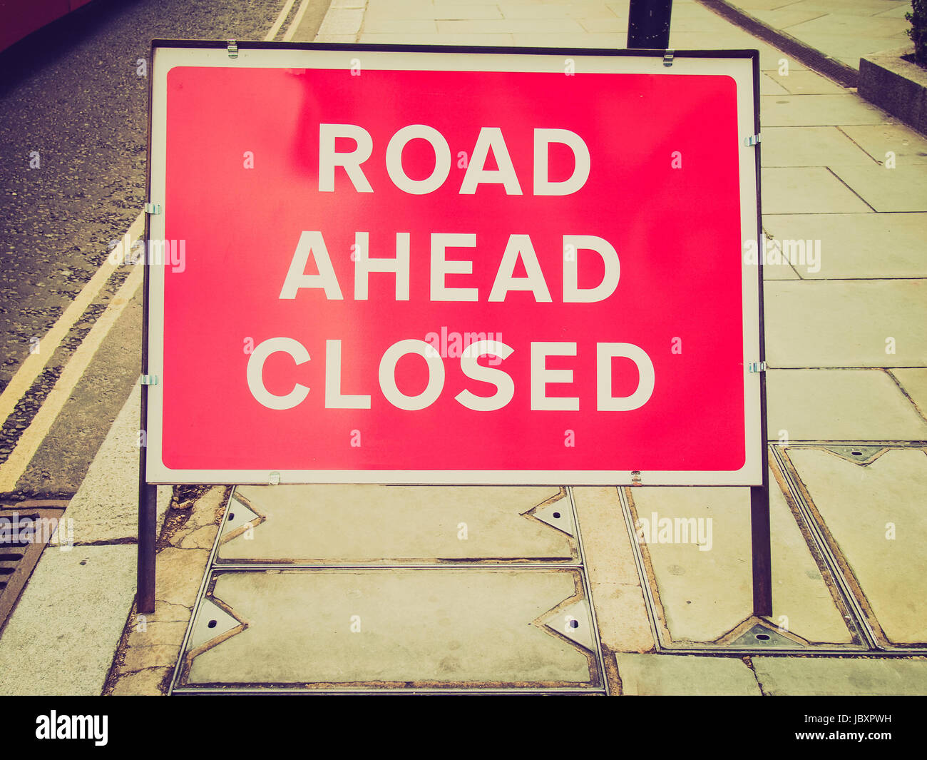 Vintage retro looking A traffic or a construction site sign - Road ...