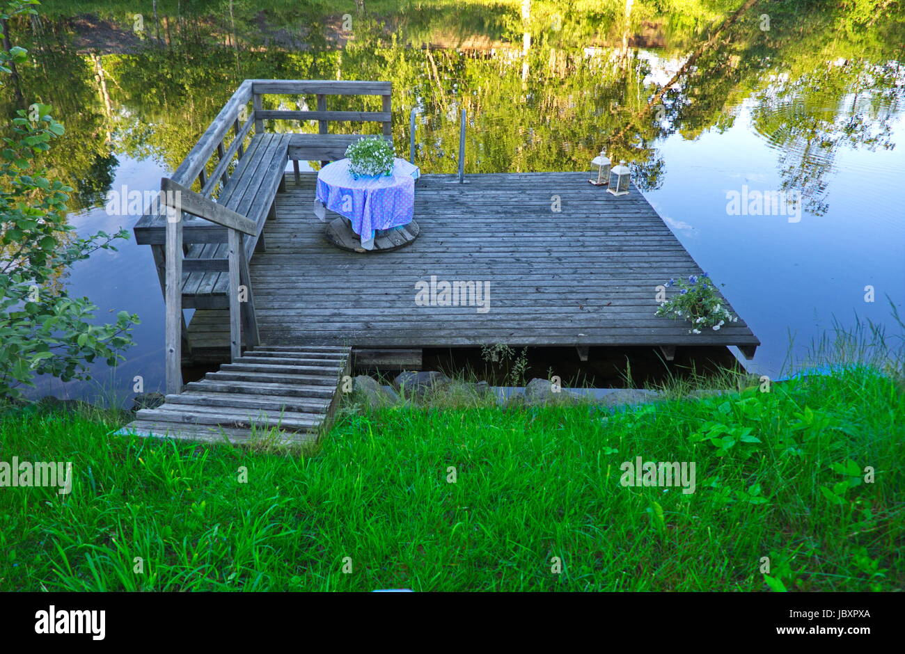 Rustic wooden jetty hi-res stock photography and images - Alamy