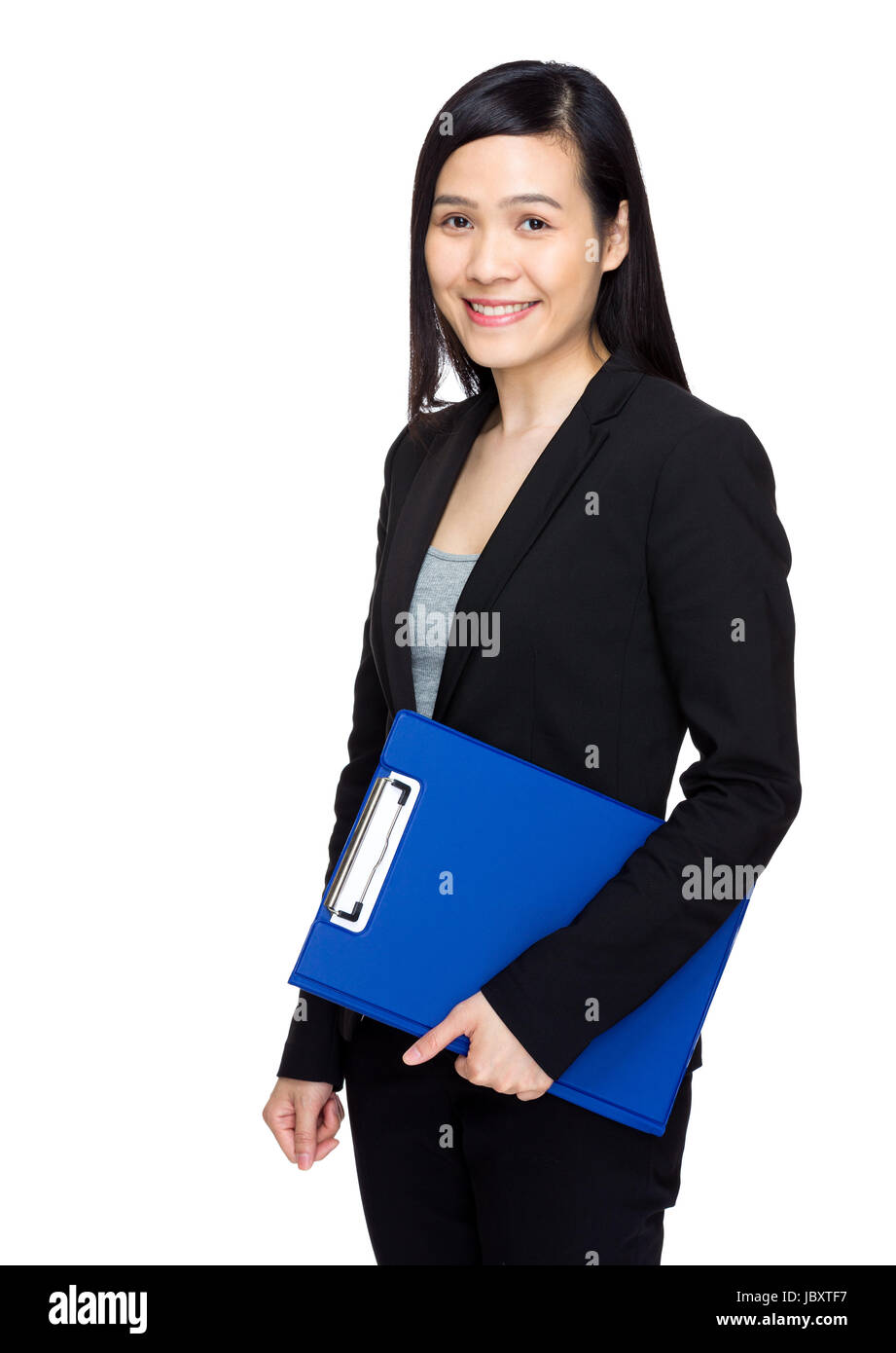 Woman with folder Stock Photo - Alamy