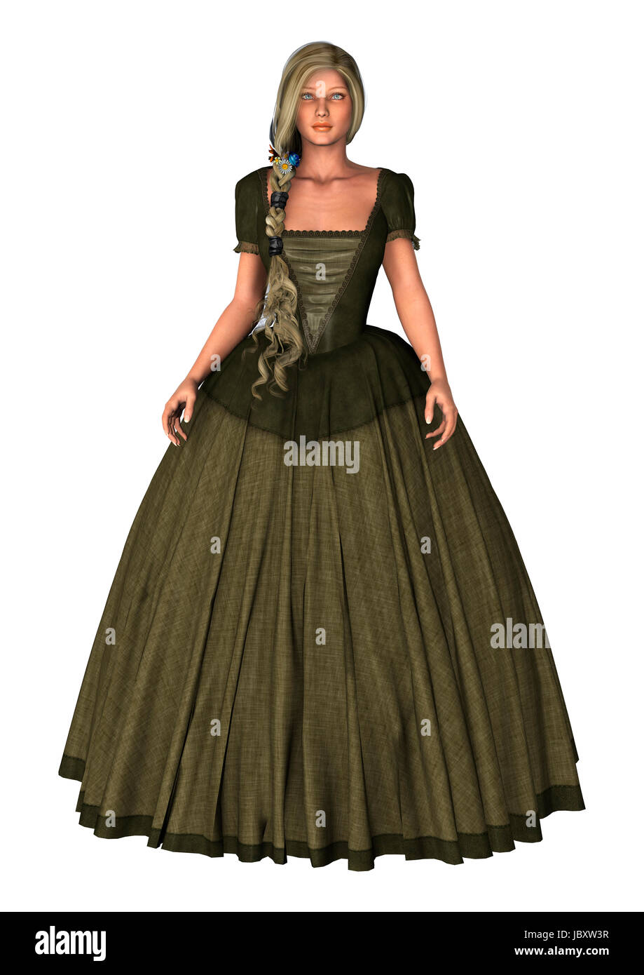 3D digital render of a beautiful fairy tale princess isolated on white ...