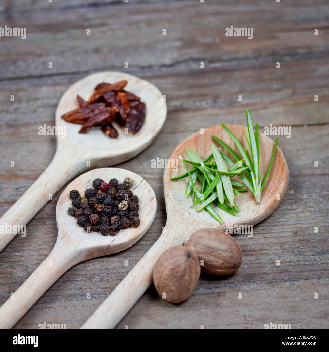 cooking spoon with spices Stock Photo - Alamy