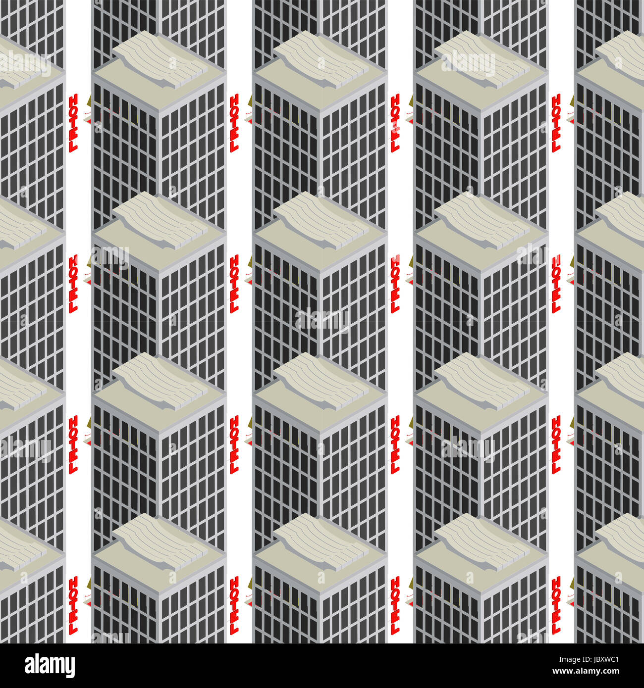 Seamless pattern with a isometric hotels over white background Stock ...
