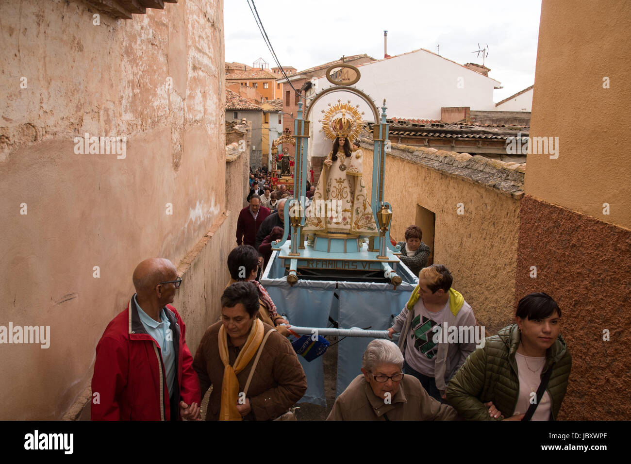 Cetina, Spain. 18th May, 2017. The carving of the virgin 'Virgen de ...