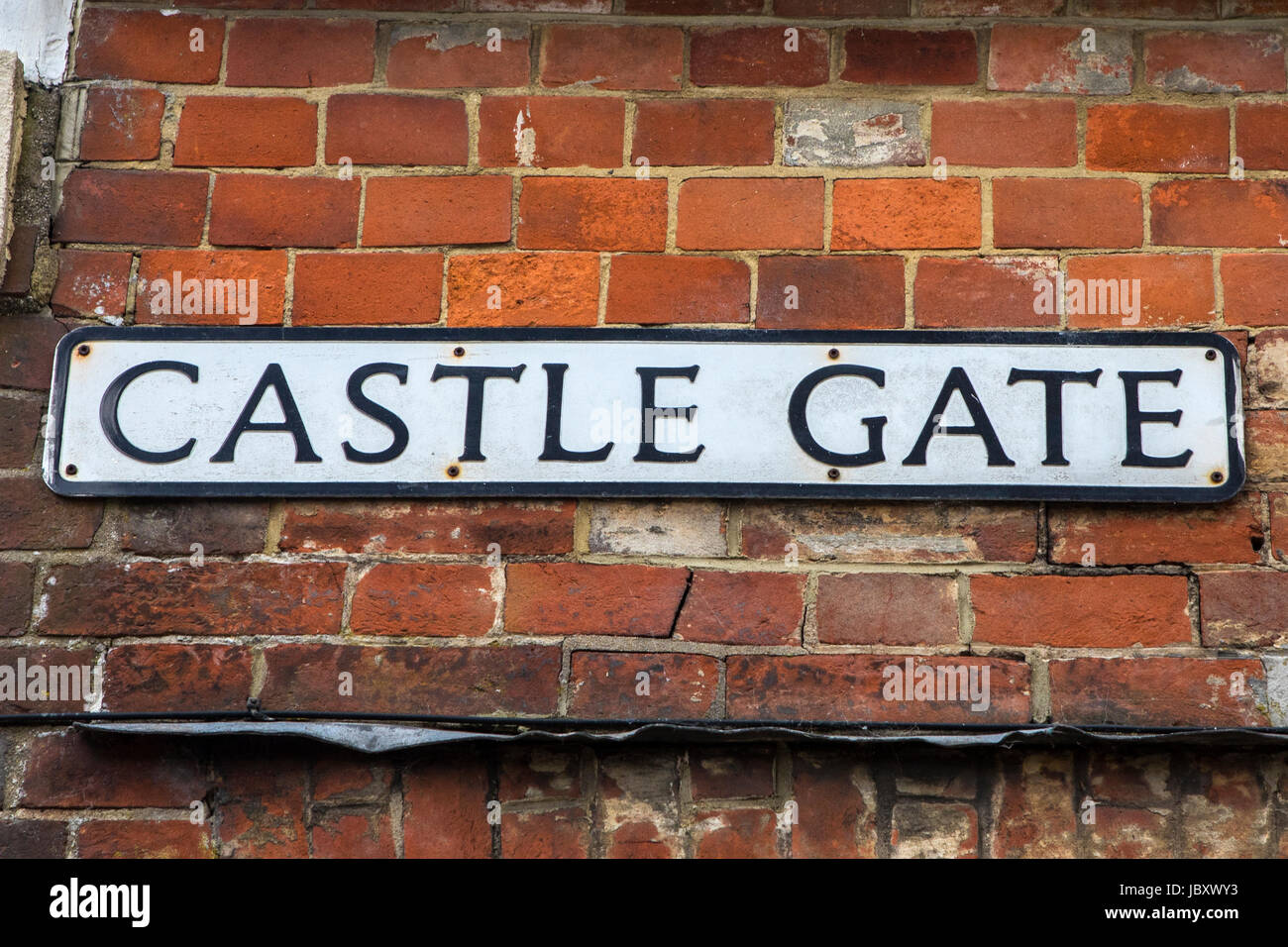 LEWES, UK - MAY 31ST 2017: Street sign for Castle Gate in the historic ...