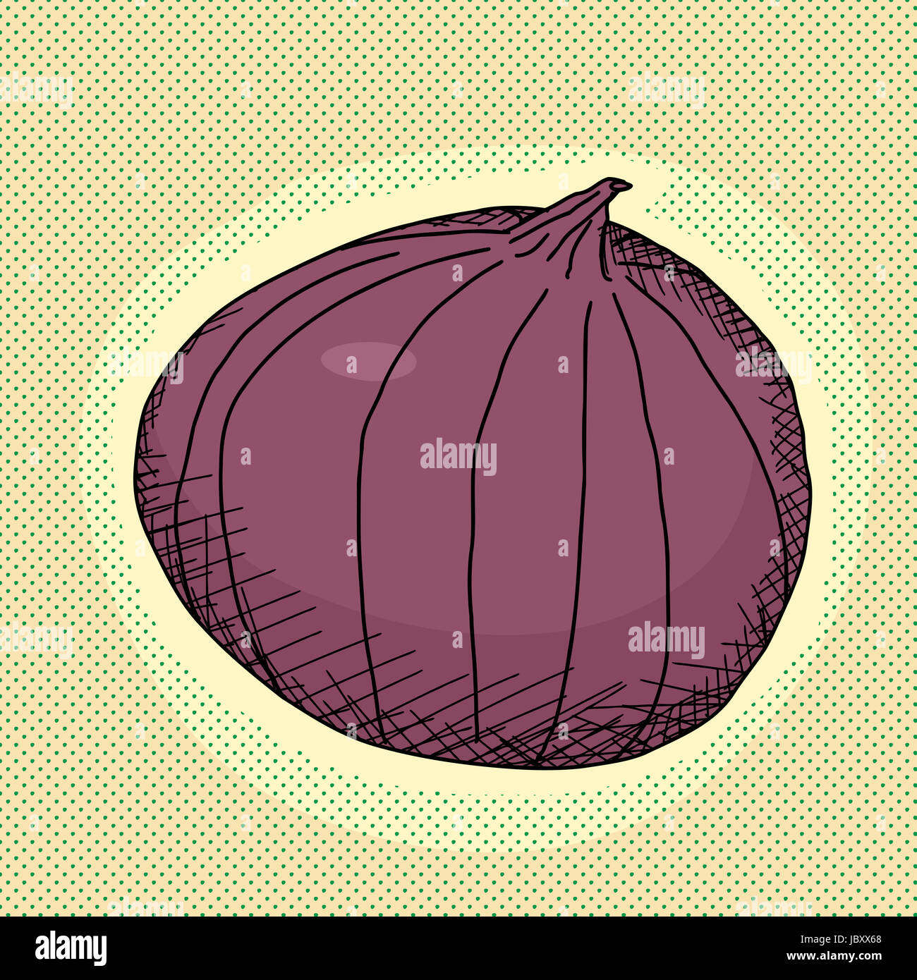 Single red onion bulb on green background Stock Photo - Alamy