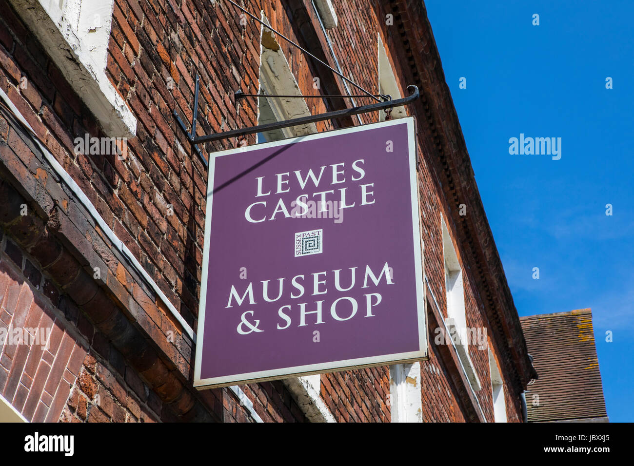 LEWES, UK - MAY 31ST 2017: A sign at the Lewes Castle Museum and Shop ...