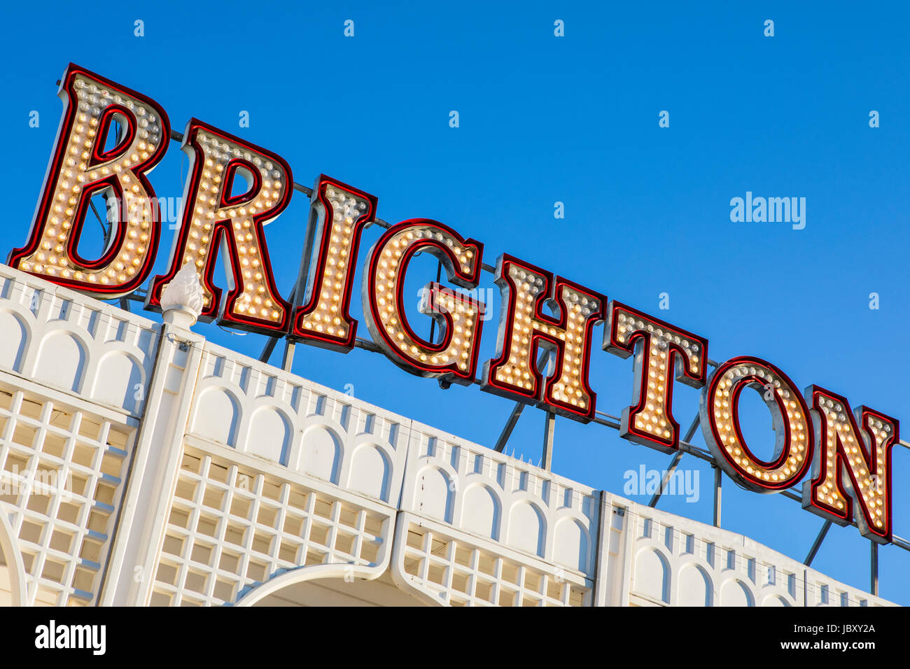 BRIGHTON, UK - MAY 31ST 2017: Brighton in lights on the historic ...