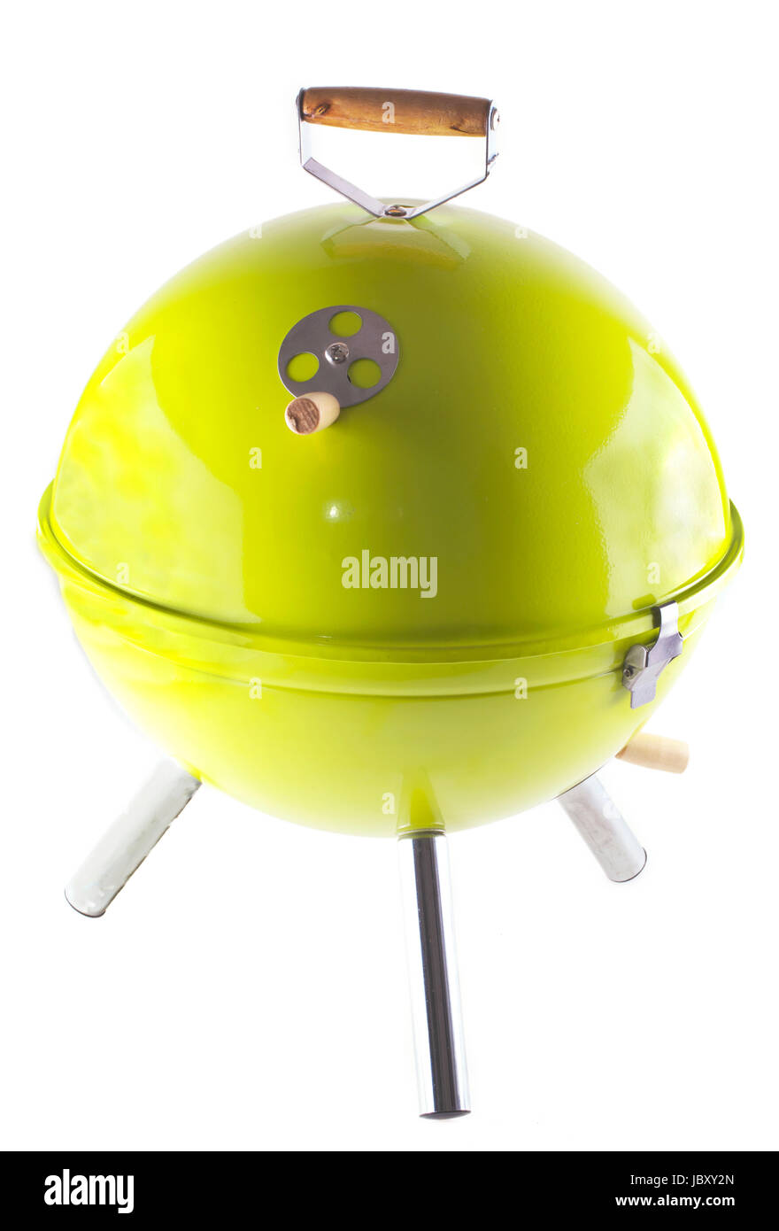 Green portable BBQ isolated over white background Stock Photo - Alamy