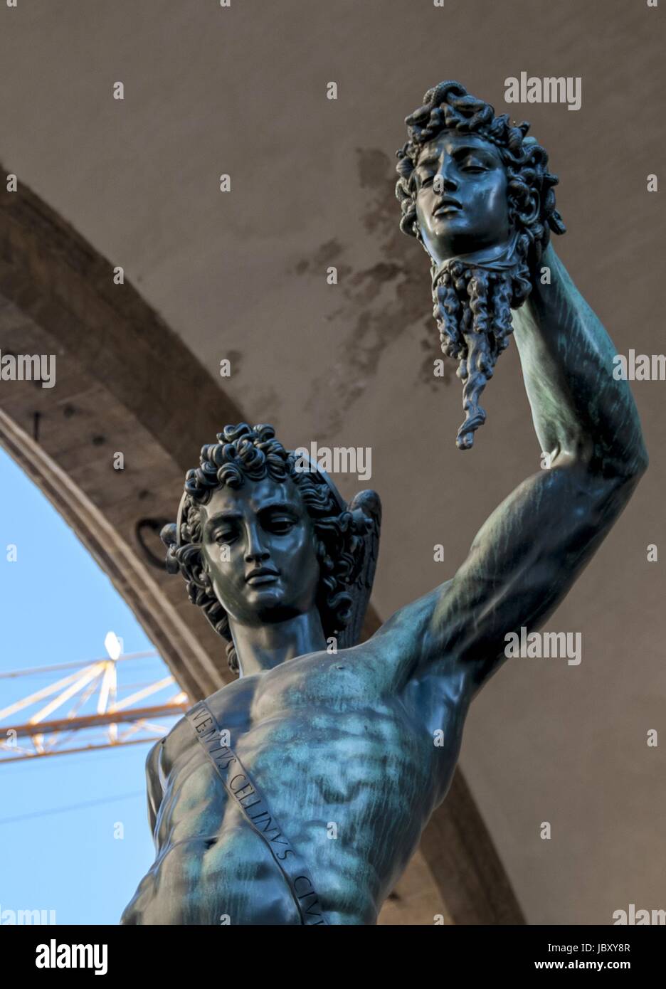 Florence, Italy. 10th June, 2017. Detail of the statue of Perseus with ...