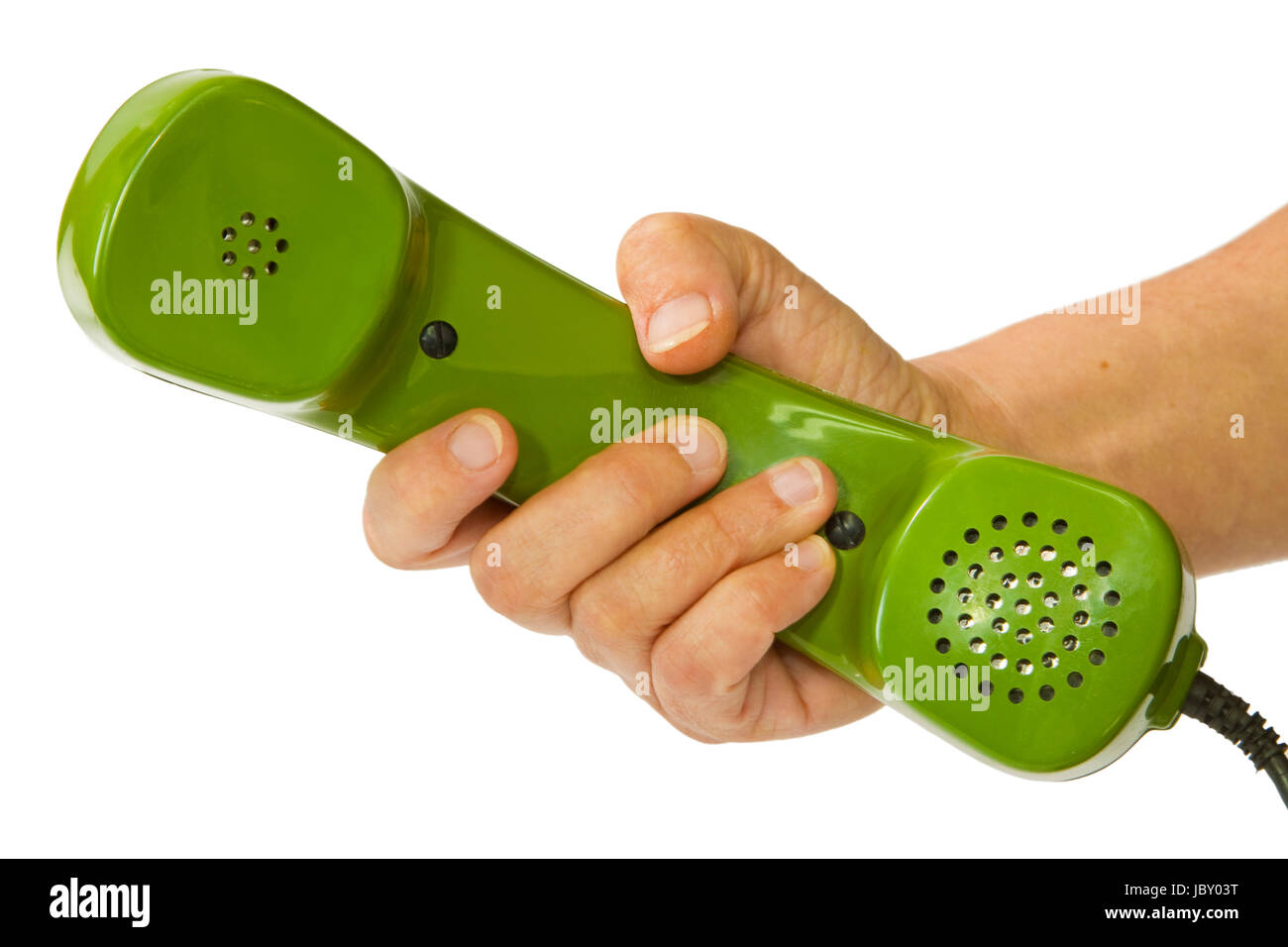 Old green telephone tube isolated on white background Stock Photo - Alamy