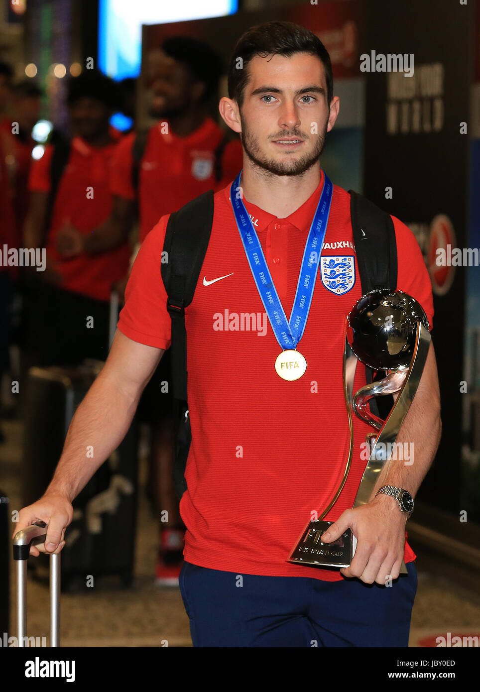 England U20's captain Lewis Cook arrives with the team at Birmingham ...