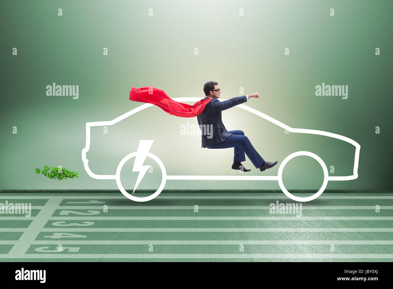 Electric car concept in green environment concept Stock Photo - Alamy