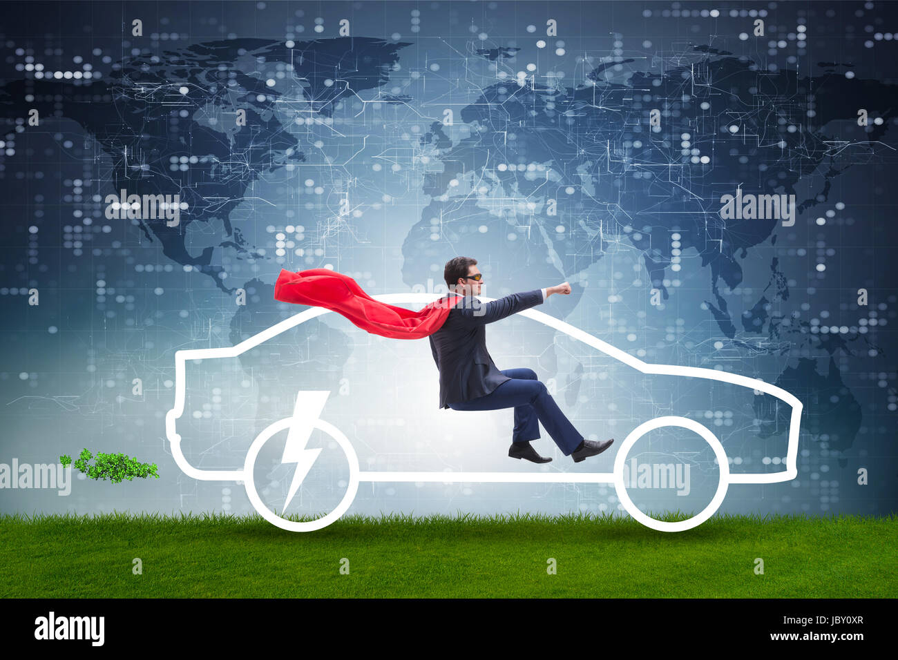 Electric car concept in green environment concept Stock Photo - Alamy