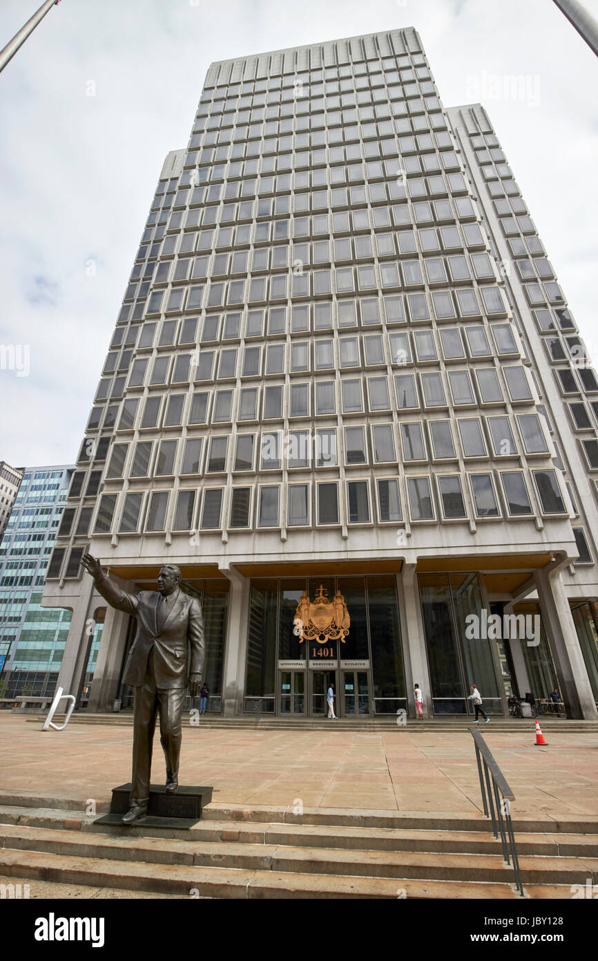 frank rizzo statue and big seal of the city on municipal services ...