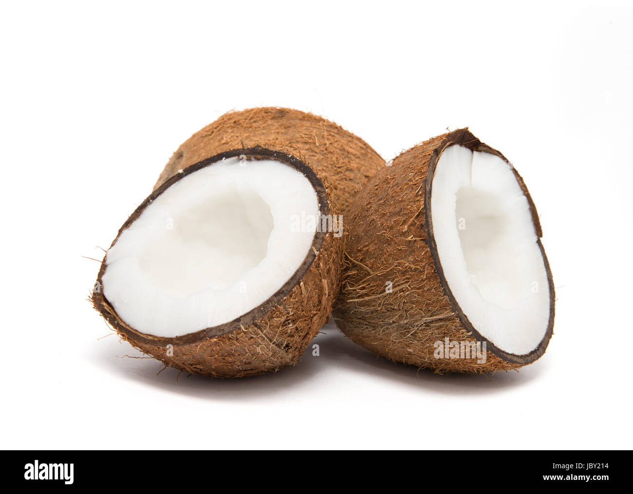 coconut cut in half on white background Stock Photo - Alamy