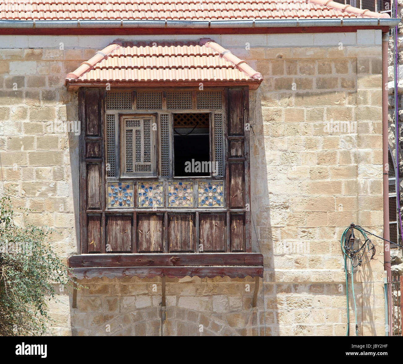 Windows of the old house in the Jerusalem old town, Jerusalem, Israel ...