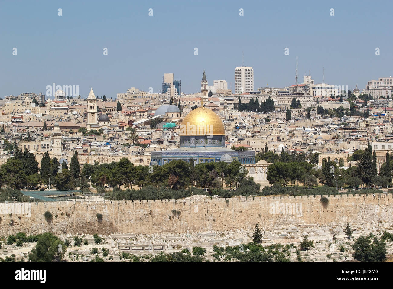 Jerusalem old town cityview with the view of the Dome of the Rock ...