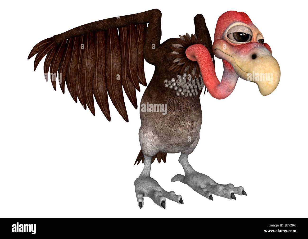 3D digital render of a funny cartoon vulture isolated on white ...