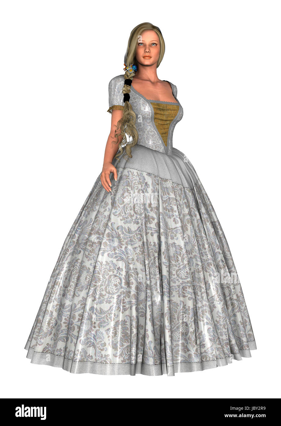 3D digital render of a beautiful fairy tale princess isolated on white ...