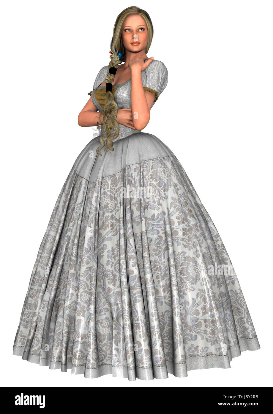 3D digital render of a beautiful fairy tale princess isolated on white ...