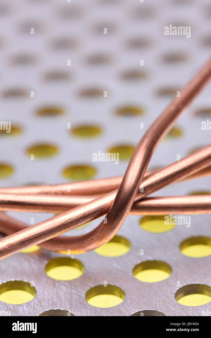 Copper wire on metal background Stock Photo - Alamy
