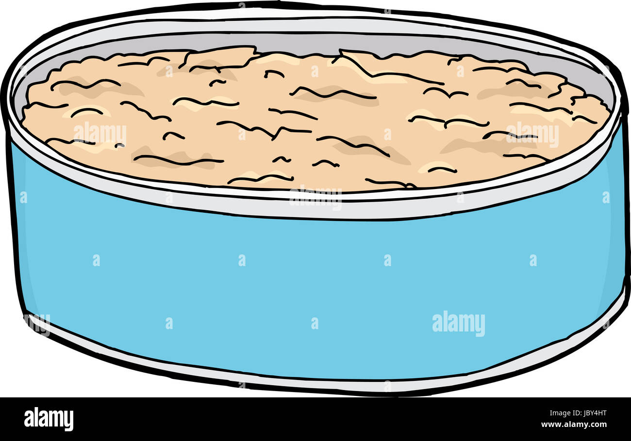 Open container of cat food cartoon on isolated background Stock Photo ...