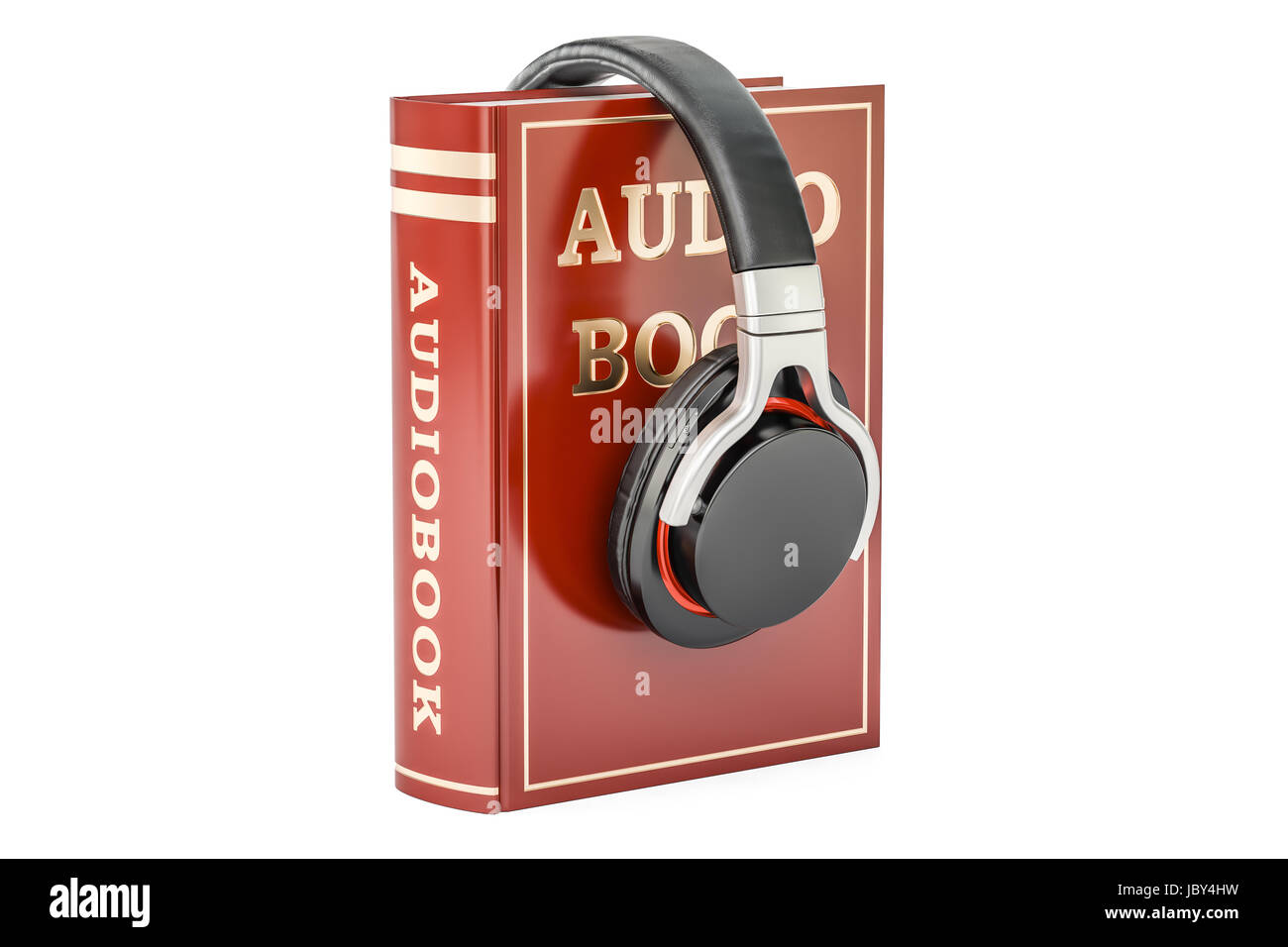 Audiobook concept with headphones, 3D rendering isolated on white ...