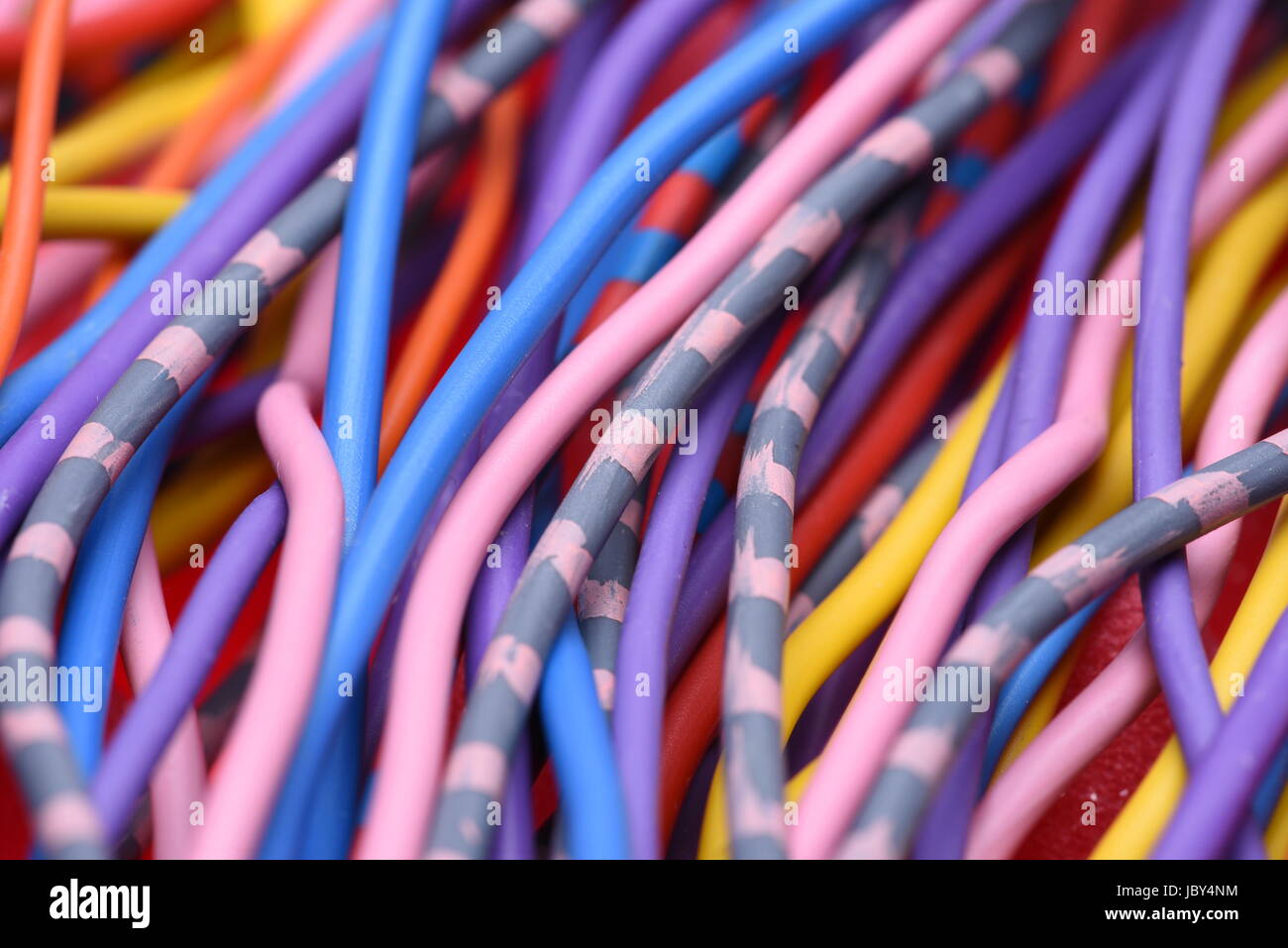 Colored electrical cables and wires Stock Photo - Alamy