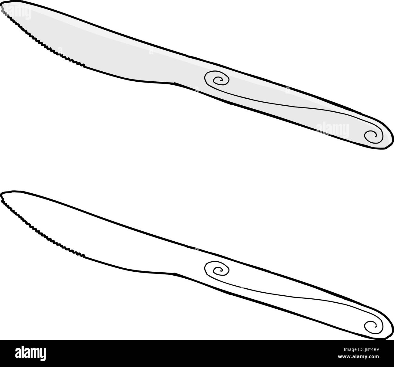 Hand drawn dining knife over isolated background Stock Photo - Alamy