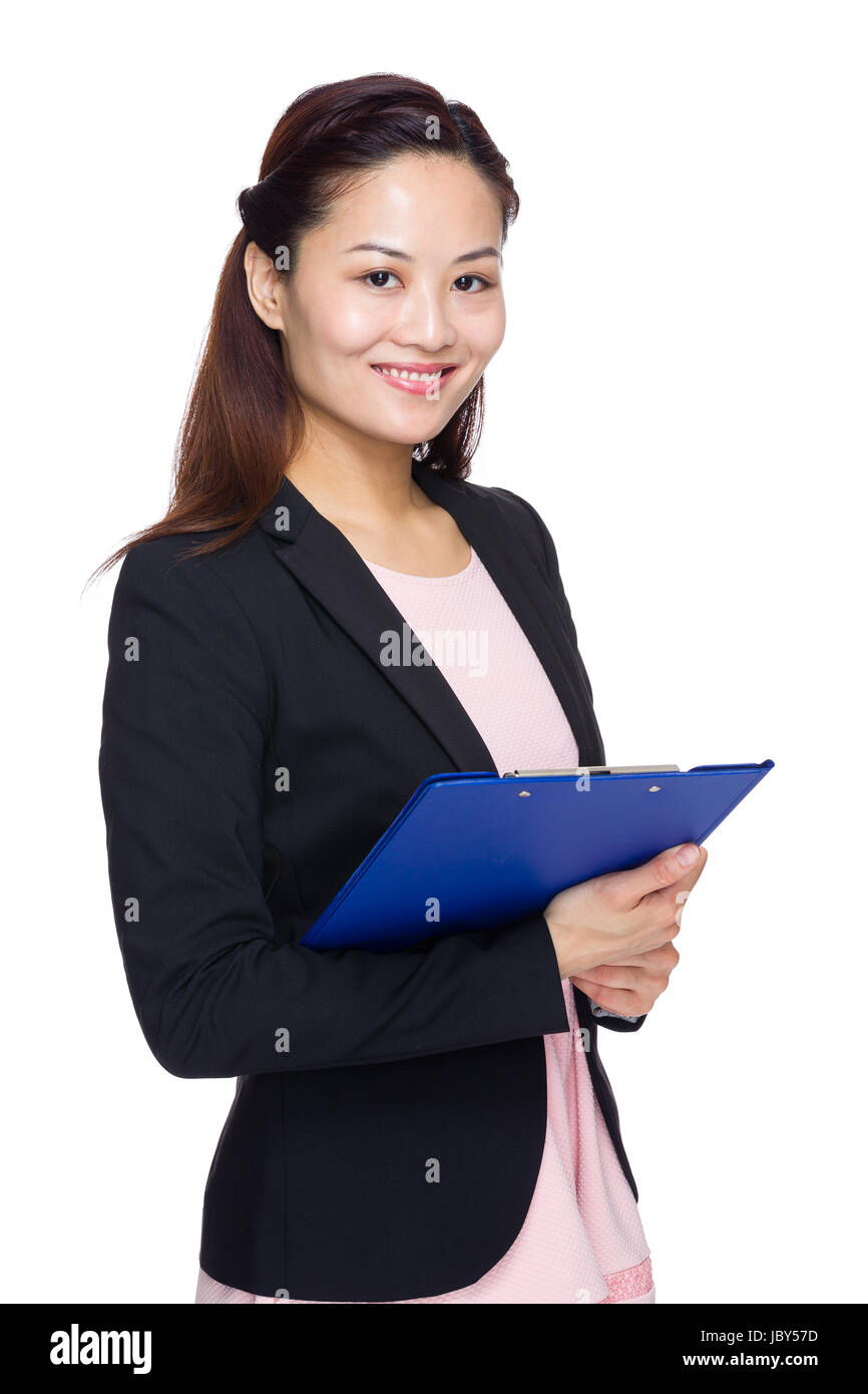 Business secretary with clipboard Stock Photo - Alamy