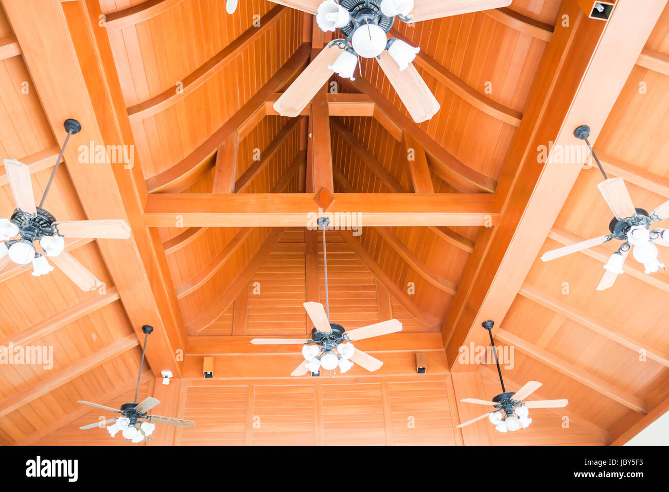 Stand by of classical wood style ceiling fans Stock Photo - Alamy
