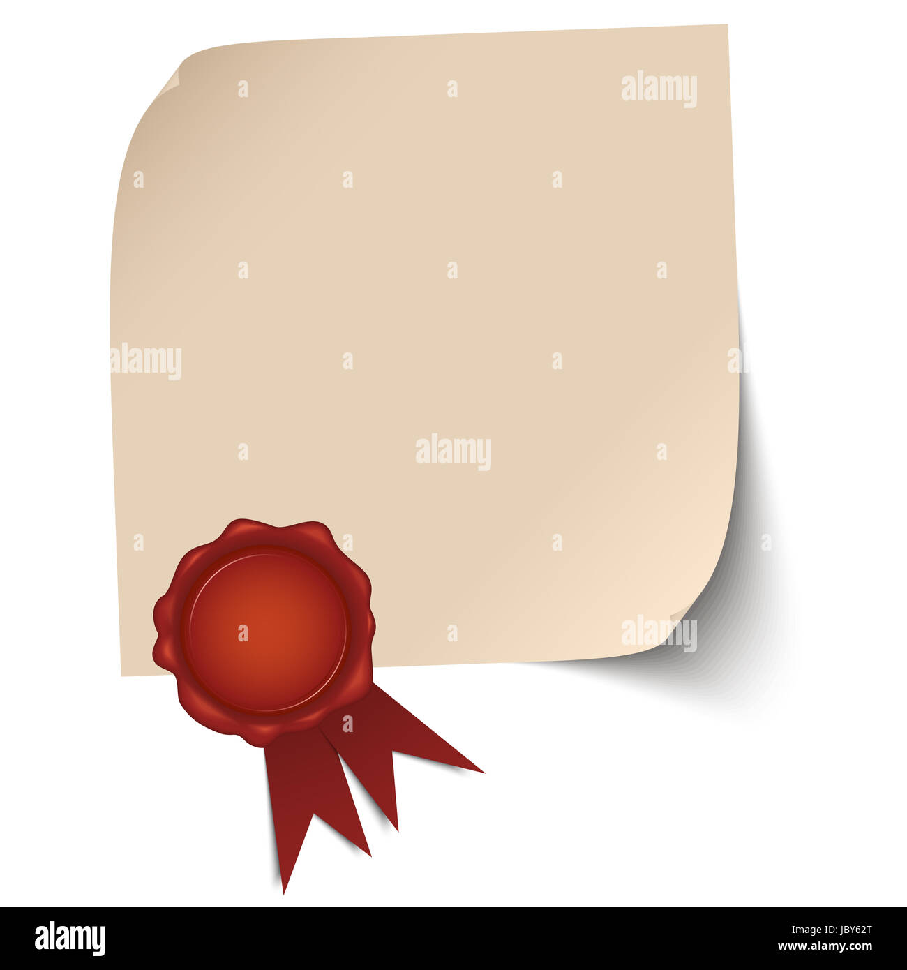 vector of empty paper with red wax seal Stock Photo - Alamy