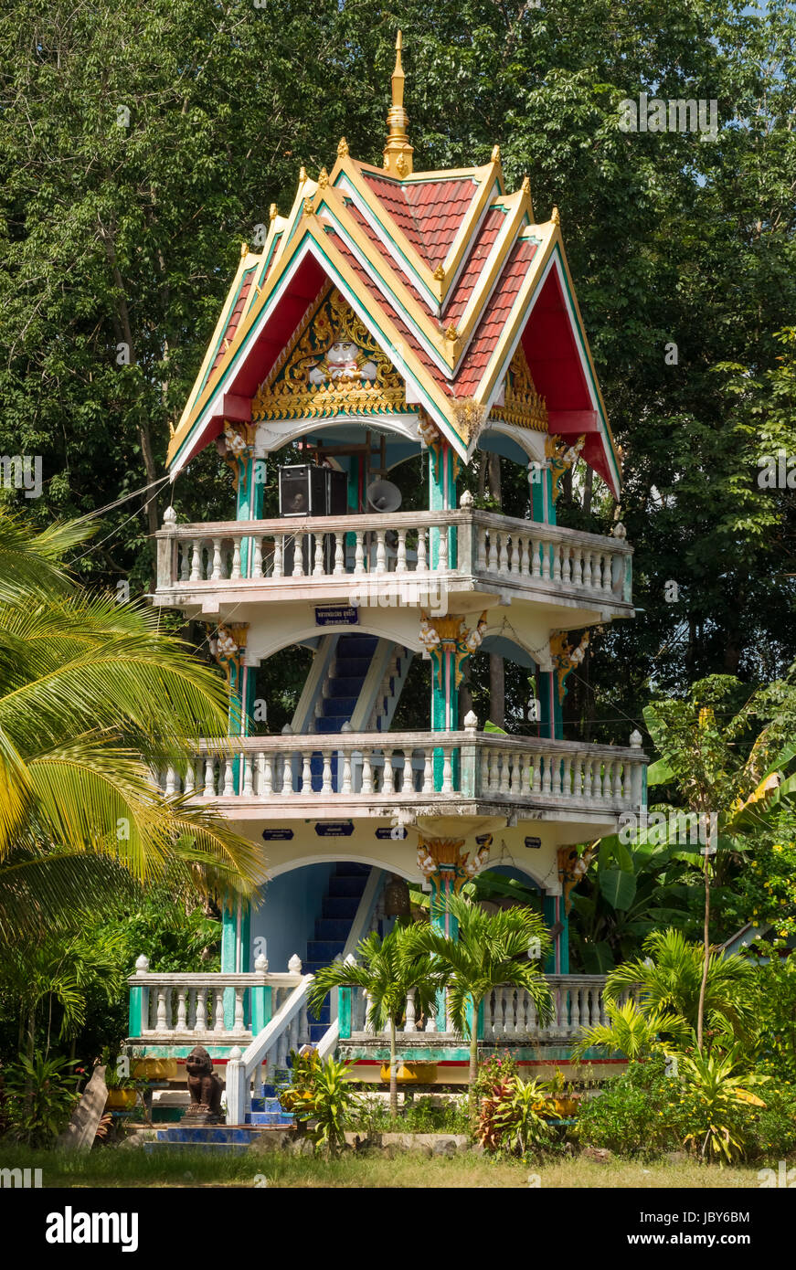 The bell tower of a small thai temple in an isaan village Stock Photo ...
