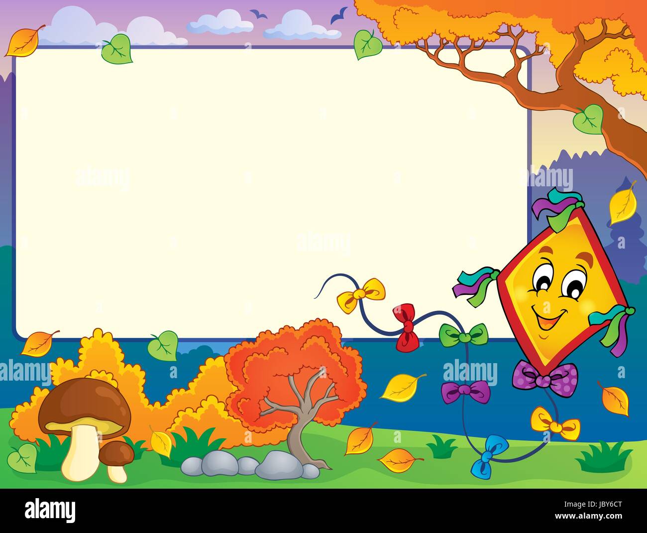 Autumn frame with kite 1 - picture illustration Stock Photo - Alamy