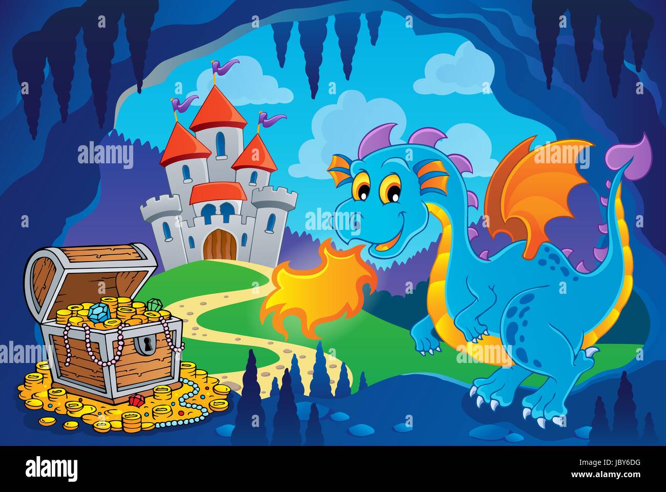 Fairy tale image with dragon 8 - picture illustration Stock Photo - Alamy