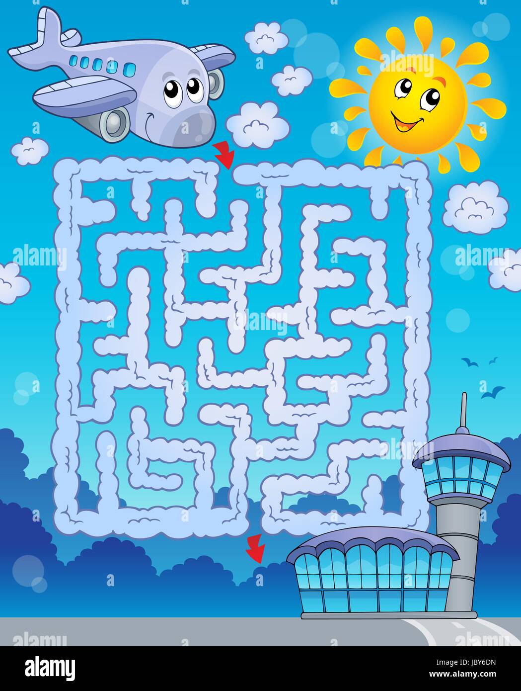 Maze 2 with airplane - picture illustration Stock Photo - Alamy
