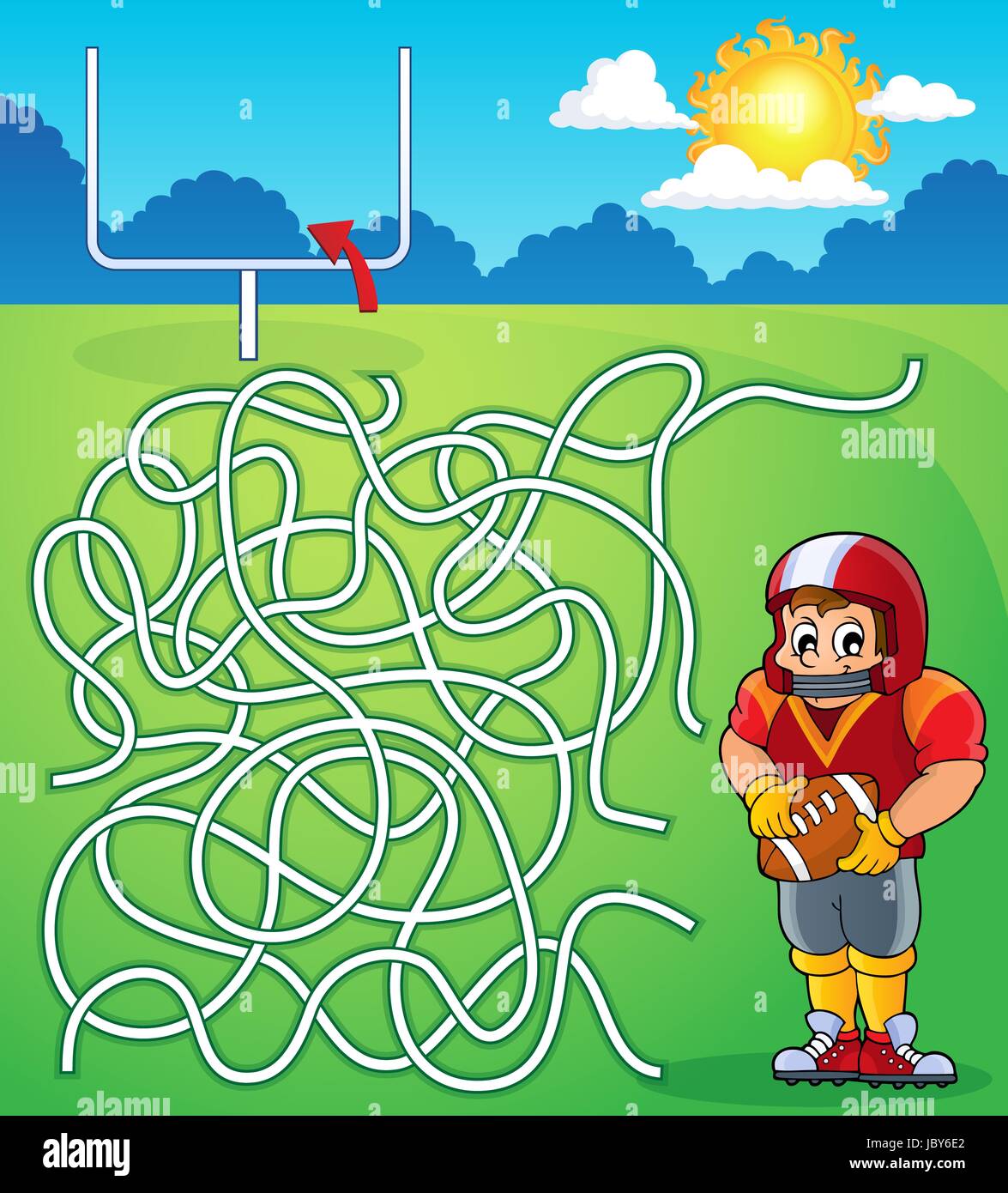 Maze 5 with American football theme - picture illustration Stock Photo ...